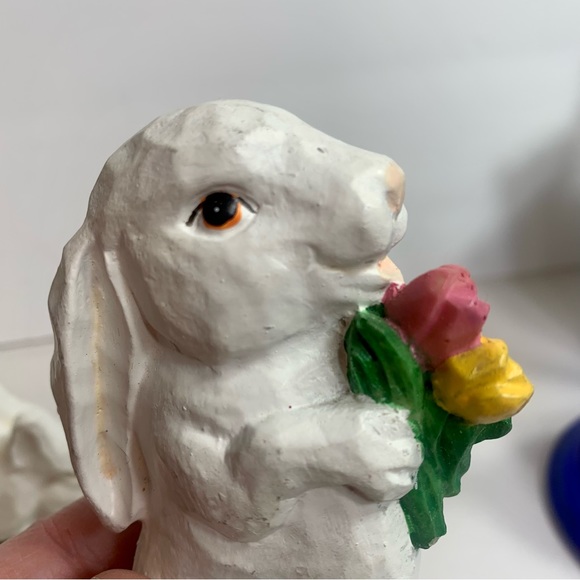 Source Unknown | Accents | Vintage Bunnies Set Of Two Two White Resin ...